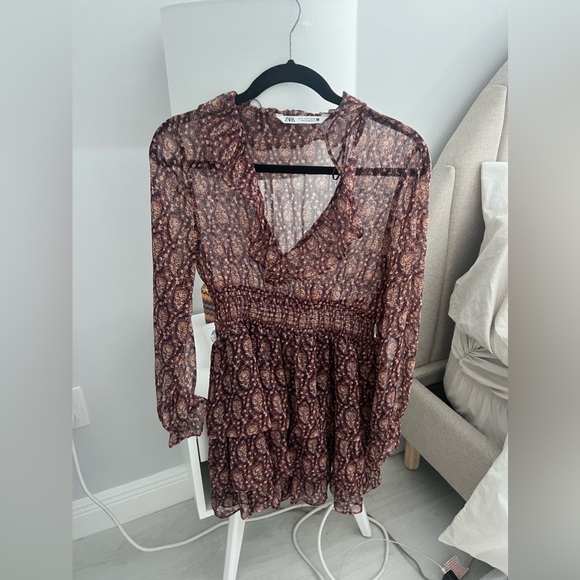 Zara | Dresses | Zara Ruffle Long Sleeve Dress | Poshmark